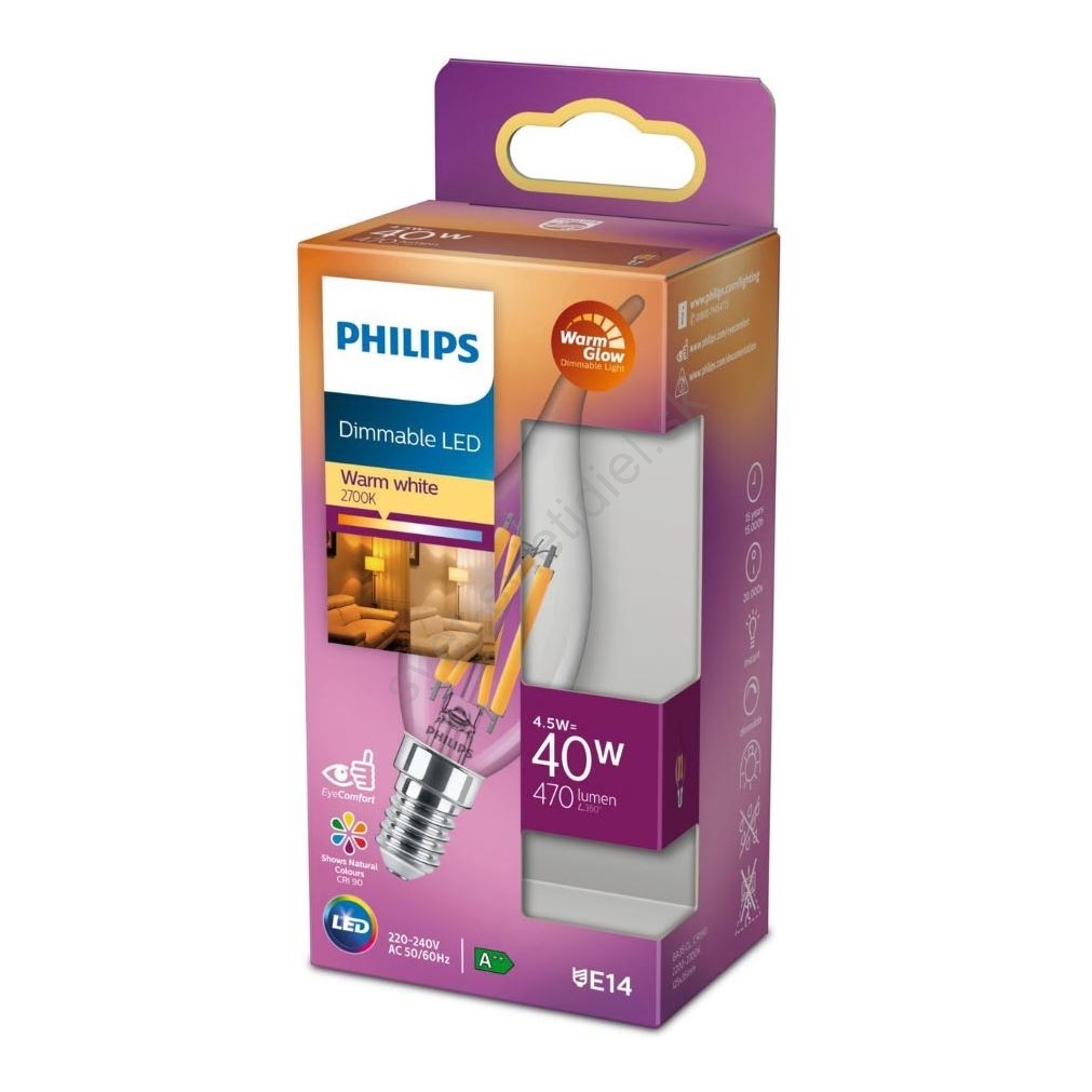 LED Stmievateľná žiarovka Philips Warm Glow E14/4,5W/230V 2200-2700K ...