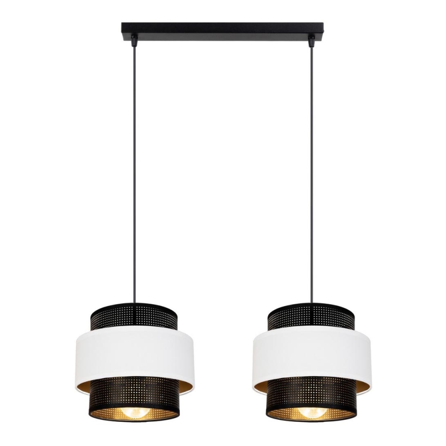Luster na lanku NESS 2xE27/60W/230V čierna/biela | Svet svietidiel