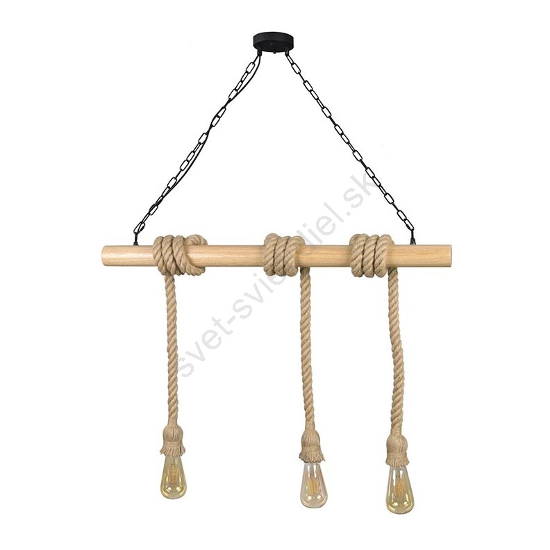 Luster na reťazi ROPE WOOD 3xE27/12W/230V | Svet svietidiel