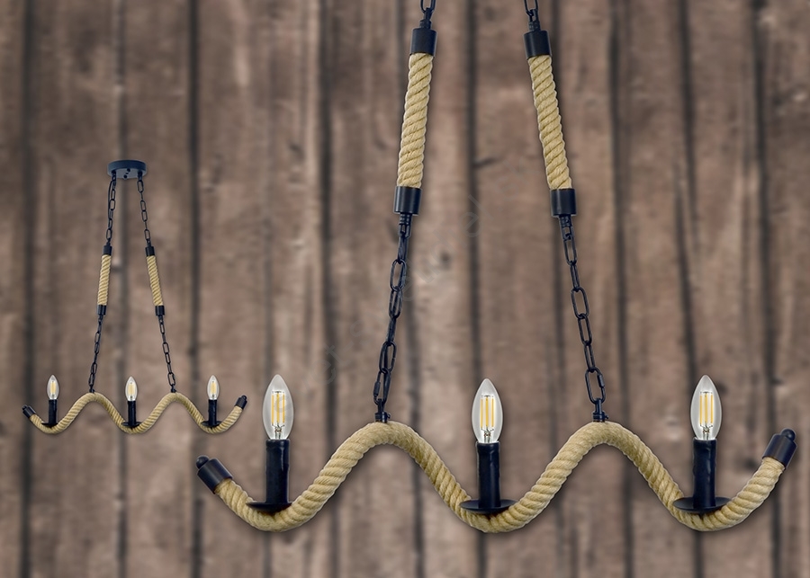 Luster ROPE CANDLE 3xE14/10W/230V | Svet svietidiel