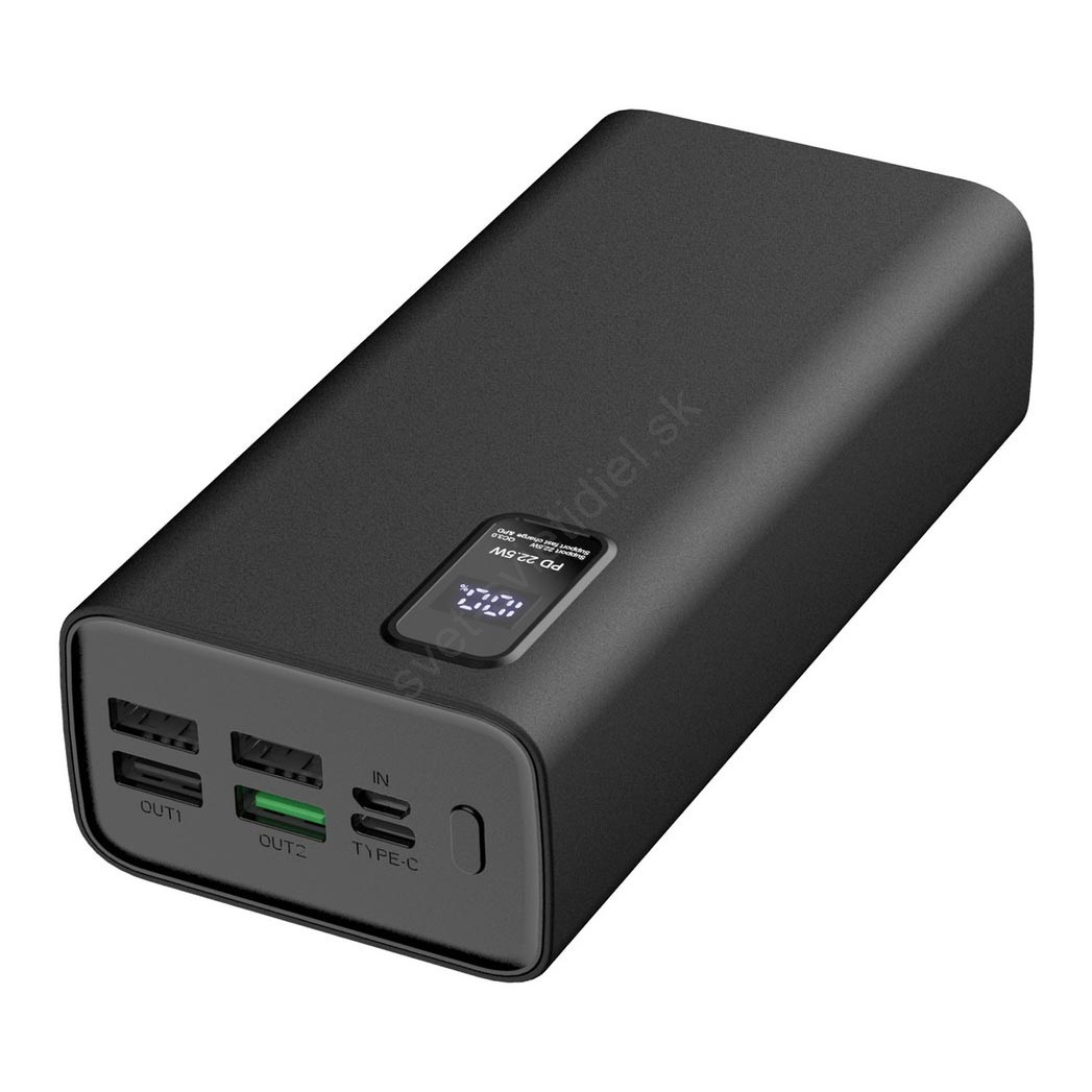 Powerbanka s LED displejom Power Delivery 30000 mAh 3 7V ierna Svet svietidiel