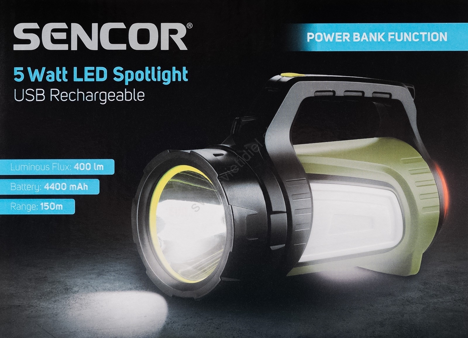 Sencor - LED Nabíjacia baterka s powerbankou LED/21W/3,7V 4400mAh IP44 ...
